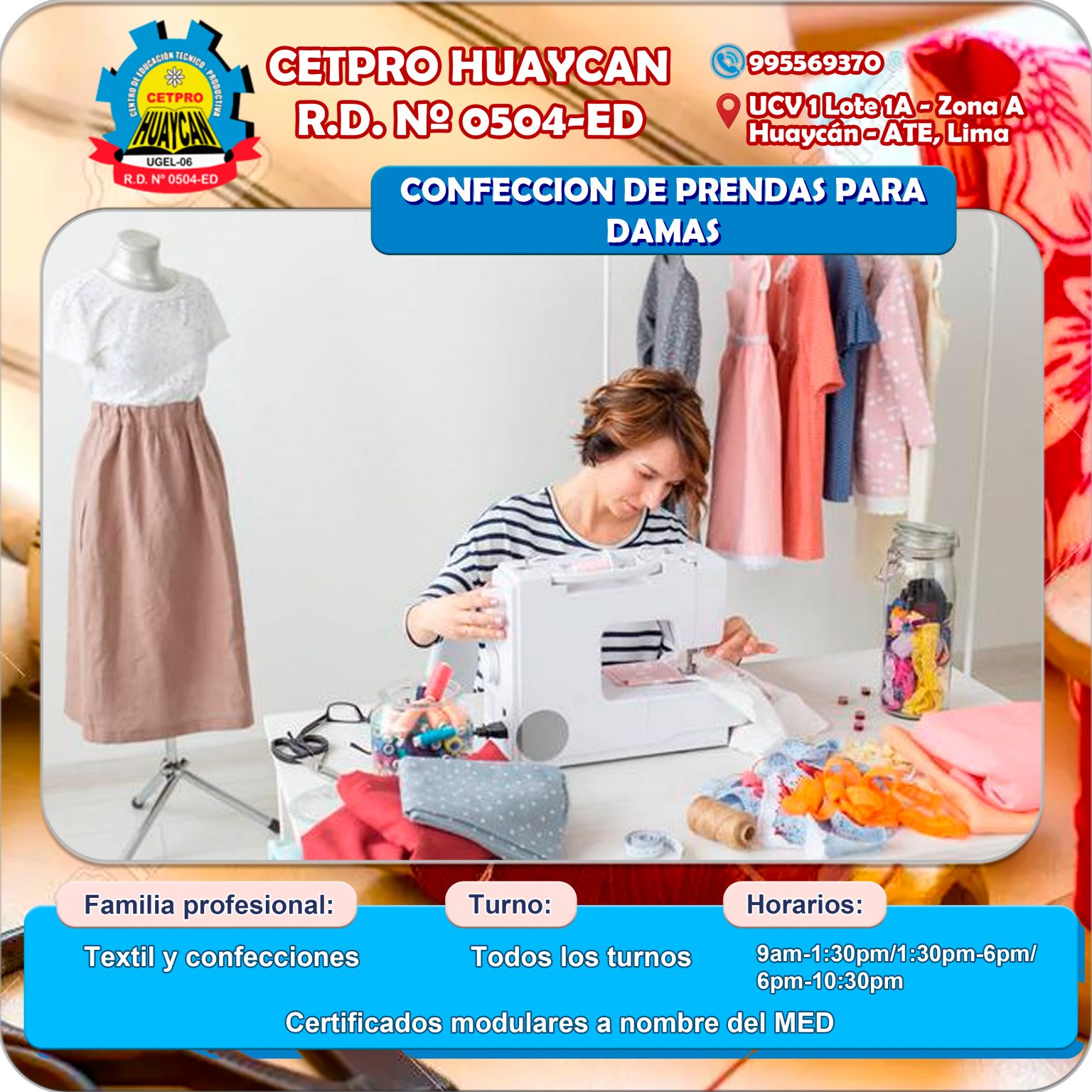 Aprende Confección prendas para damas - Cetpro Huaycan